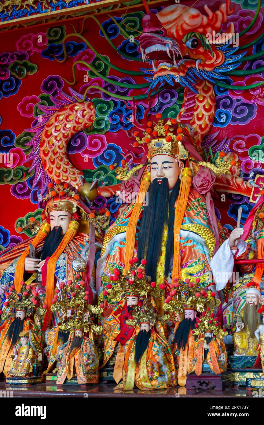 The shrine at the Jiufen Xiahai City God temple, Jiufen, Taiwan Stock ...