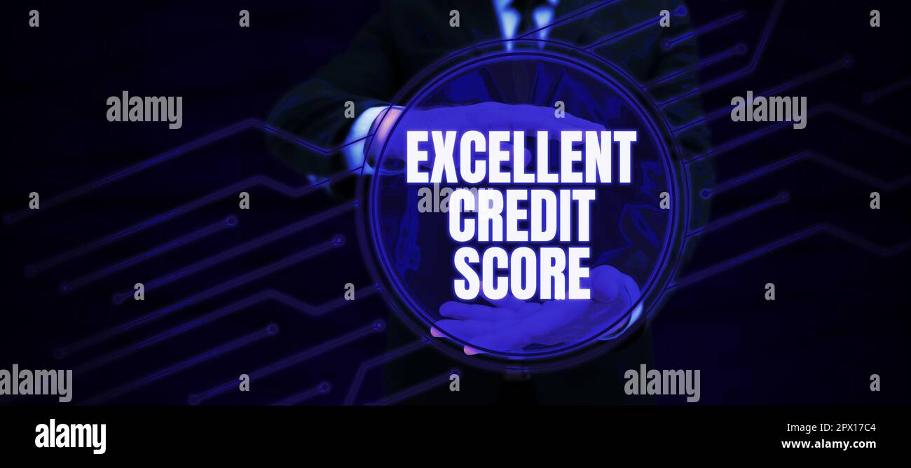 Handwriting text Excellent Credit Score, Word Written on person's ...
