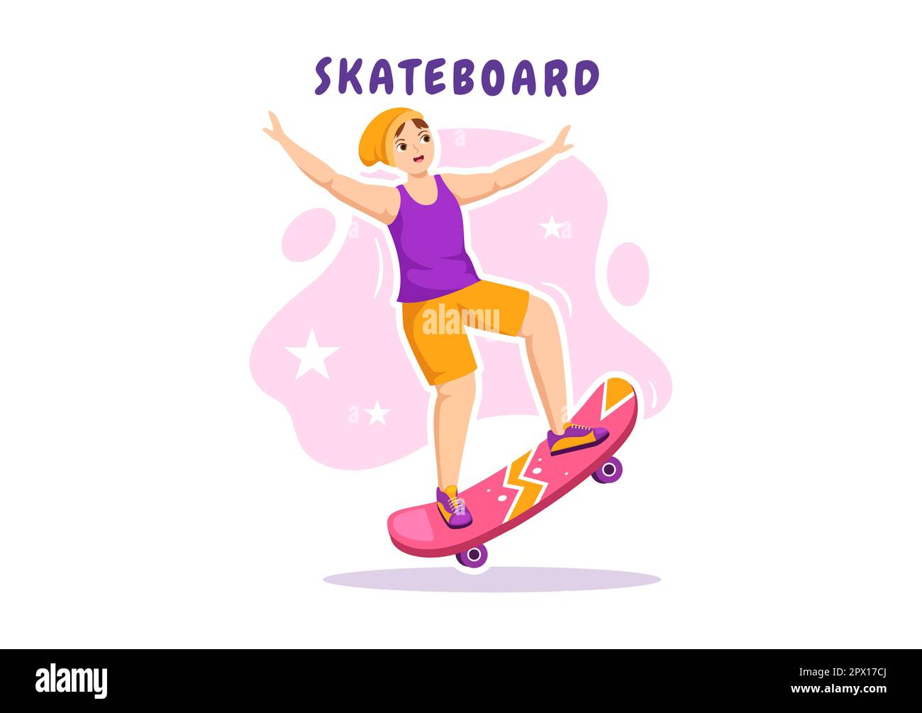 Skateboard Illustration with Skateboarders Jump using Board on ...