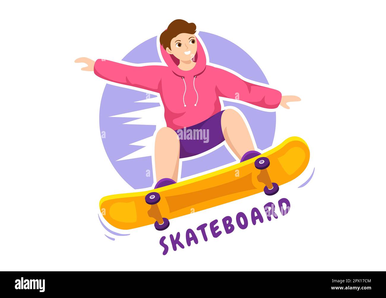 Skateboard Illustration with Skateboarders Jump using Board on ...