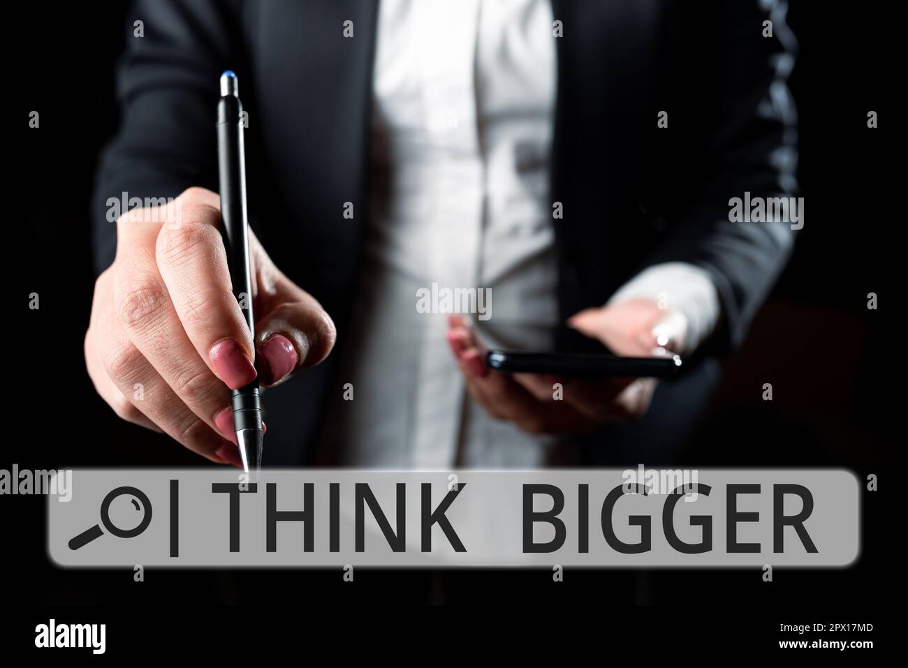 Conceptual caption Think Bigger, Word for being able to dream and ...