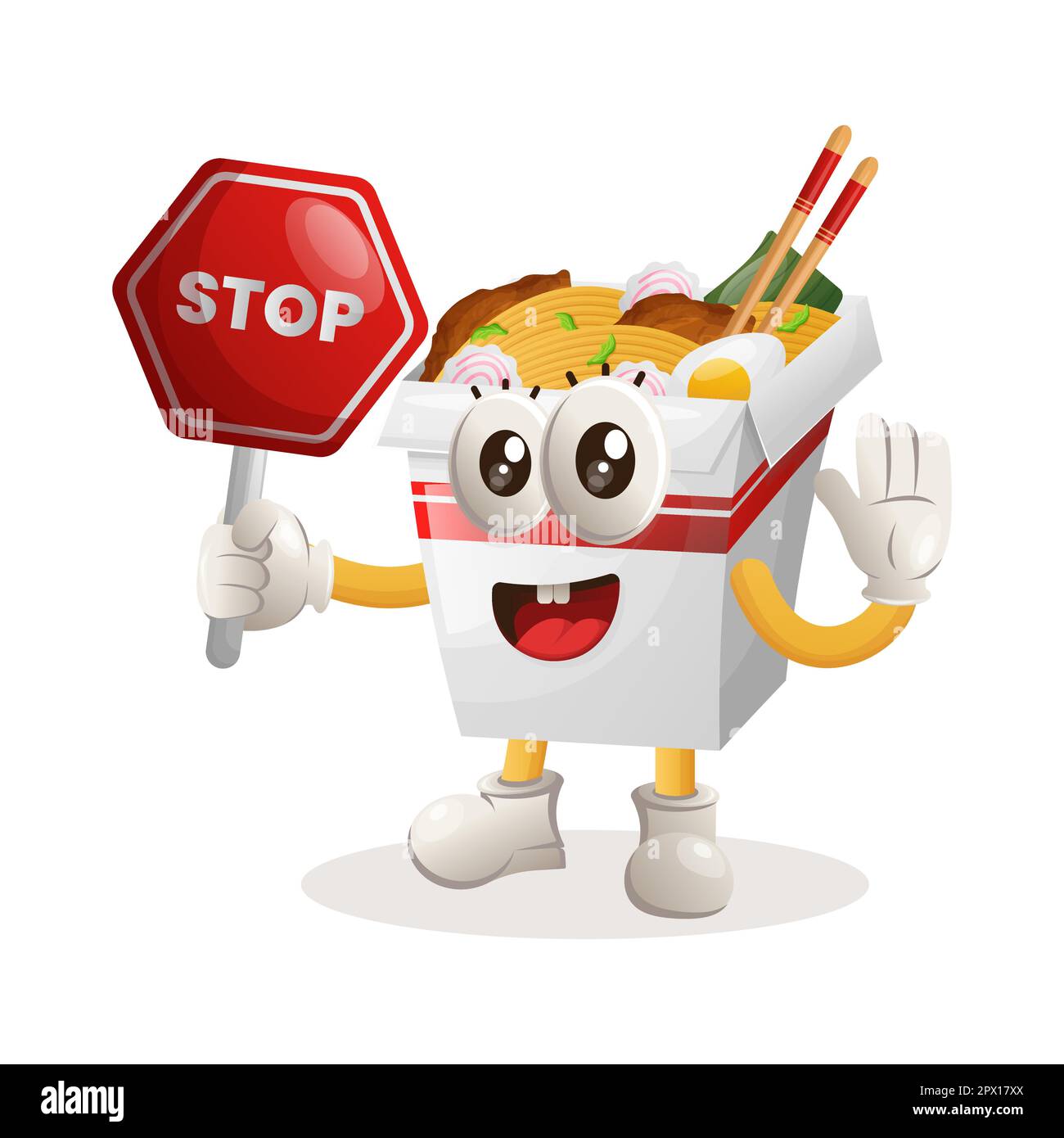 Cute ramen mascot holding stop sign, street sign, road sign. Perfect ...