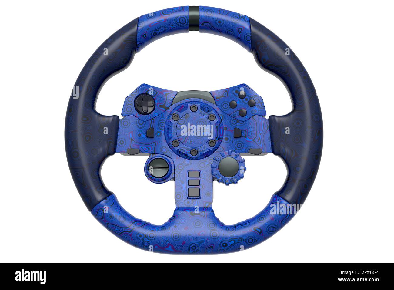 Realistic leather steering wheel with seamless wavy pattern on white ...