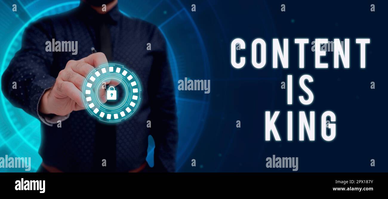 Text sign showing Content Is King, Business idea Content is the heart ...