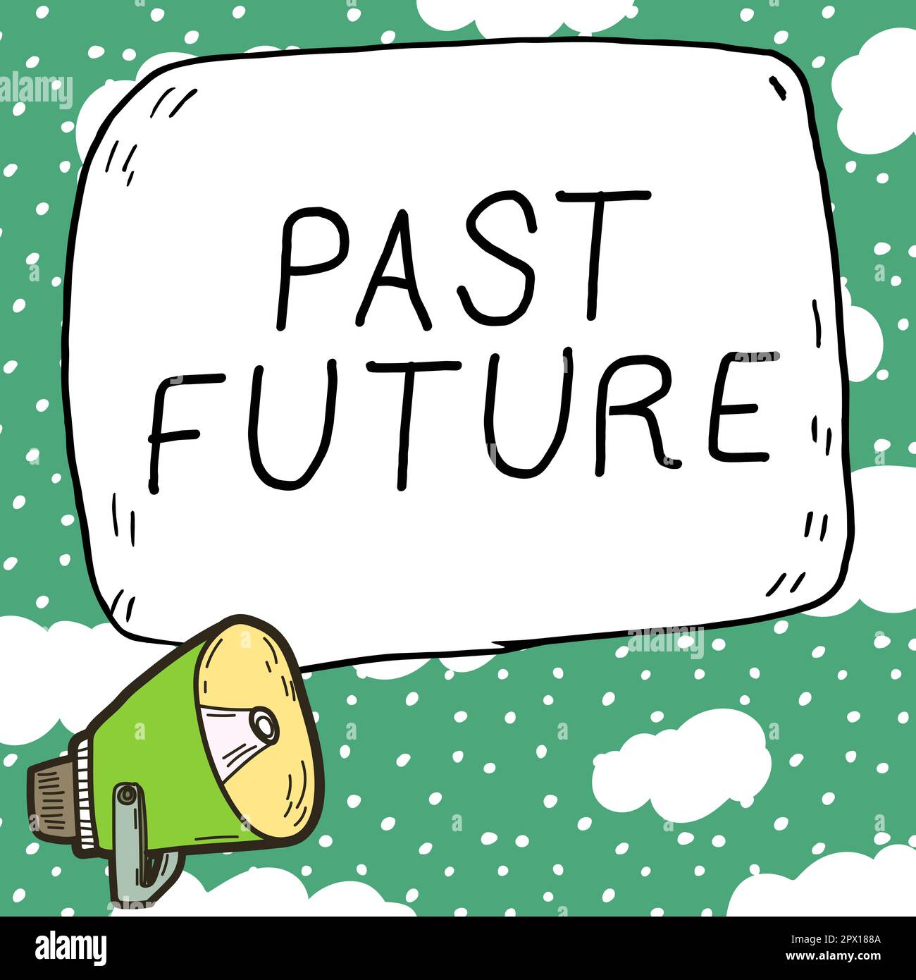 Conceptual caption Past Future, Word Written on symbolize moving on and ...