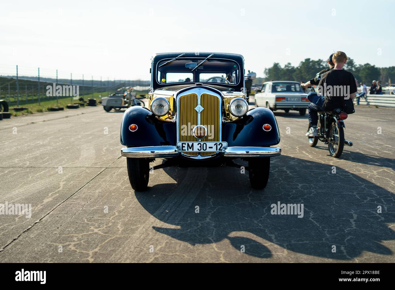 FINOWFURT, GERMANY - APRIL 22, 2023: Small family car IFA F8 station ...