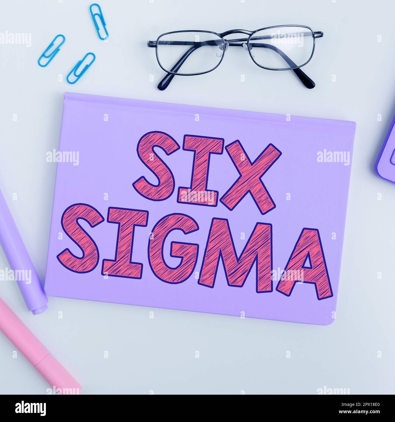 Hand writing sign Six Sigma, Concept meaning management techniques to ...