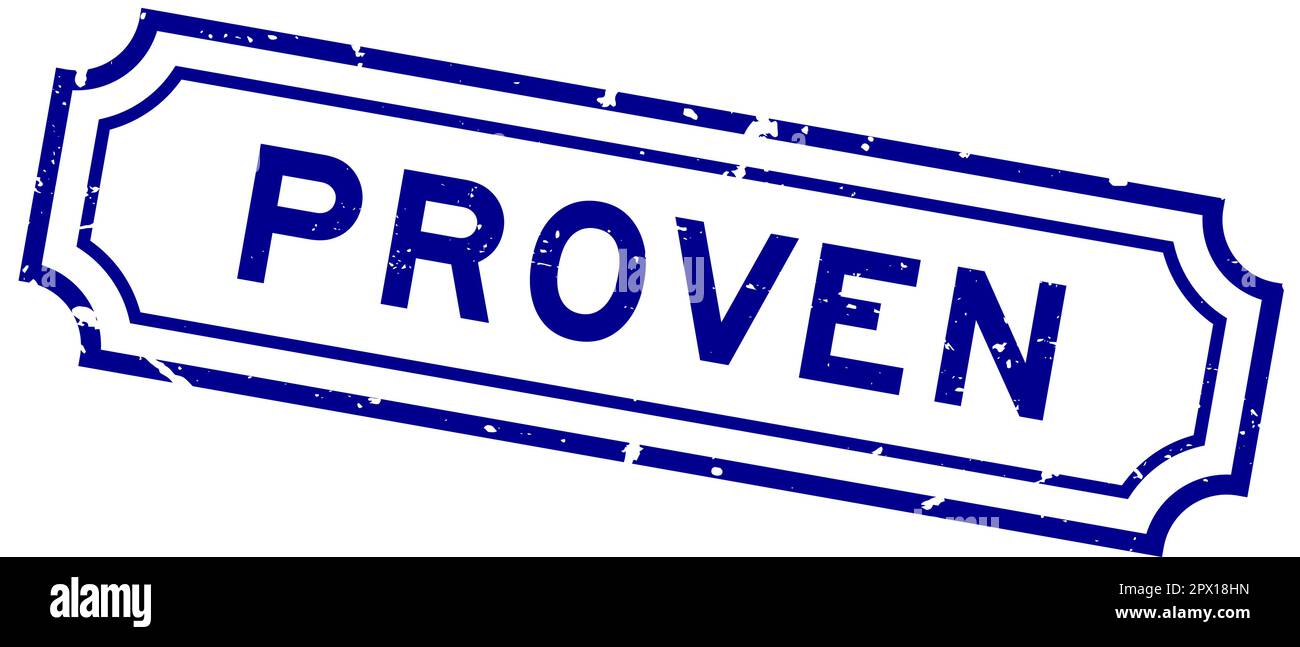 Grunge blue proven word rubber seal stamp on white background Stock ...