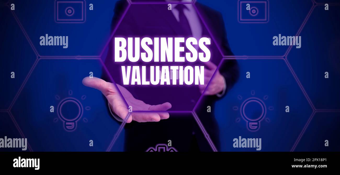 Hand writing sign Business Valuation, Concept meaning determining the ...