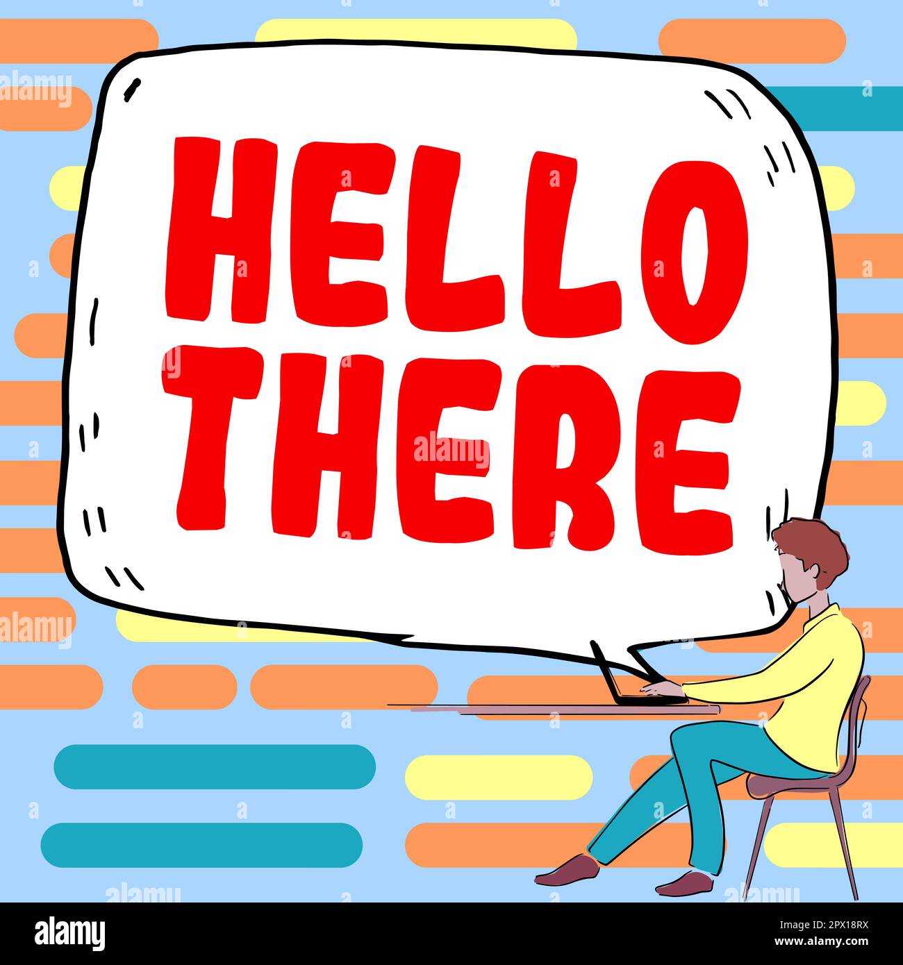 Text sign showing Hello There, Business showcase a way to get someone's ...