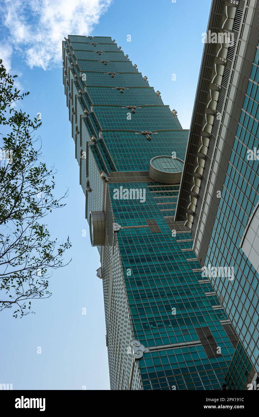Taipei 101 tower, a view from the ground looking up, Taipei, Taiwan ...