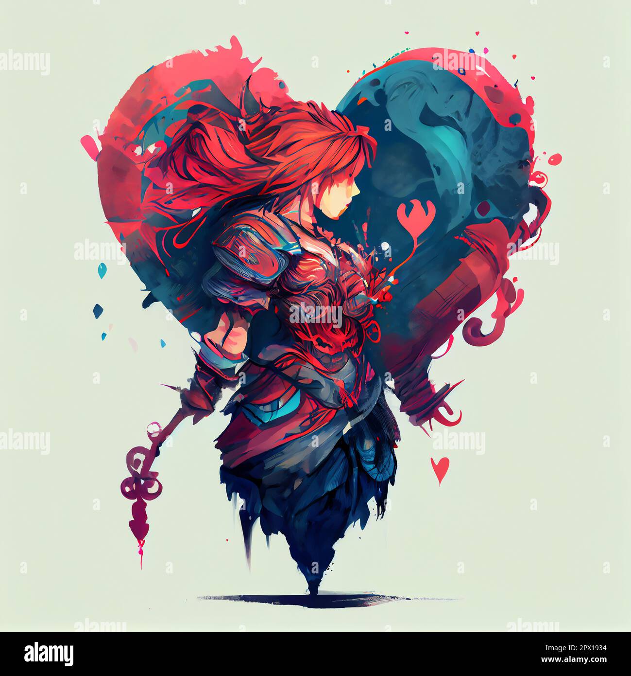 Anime girl character design with heart shape, illustration design Stock ...