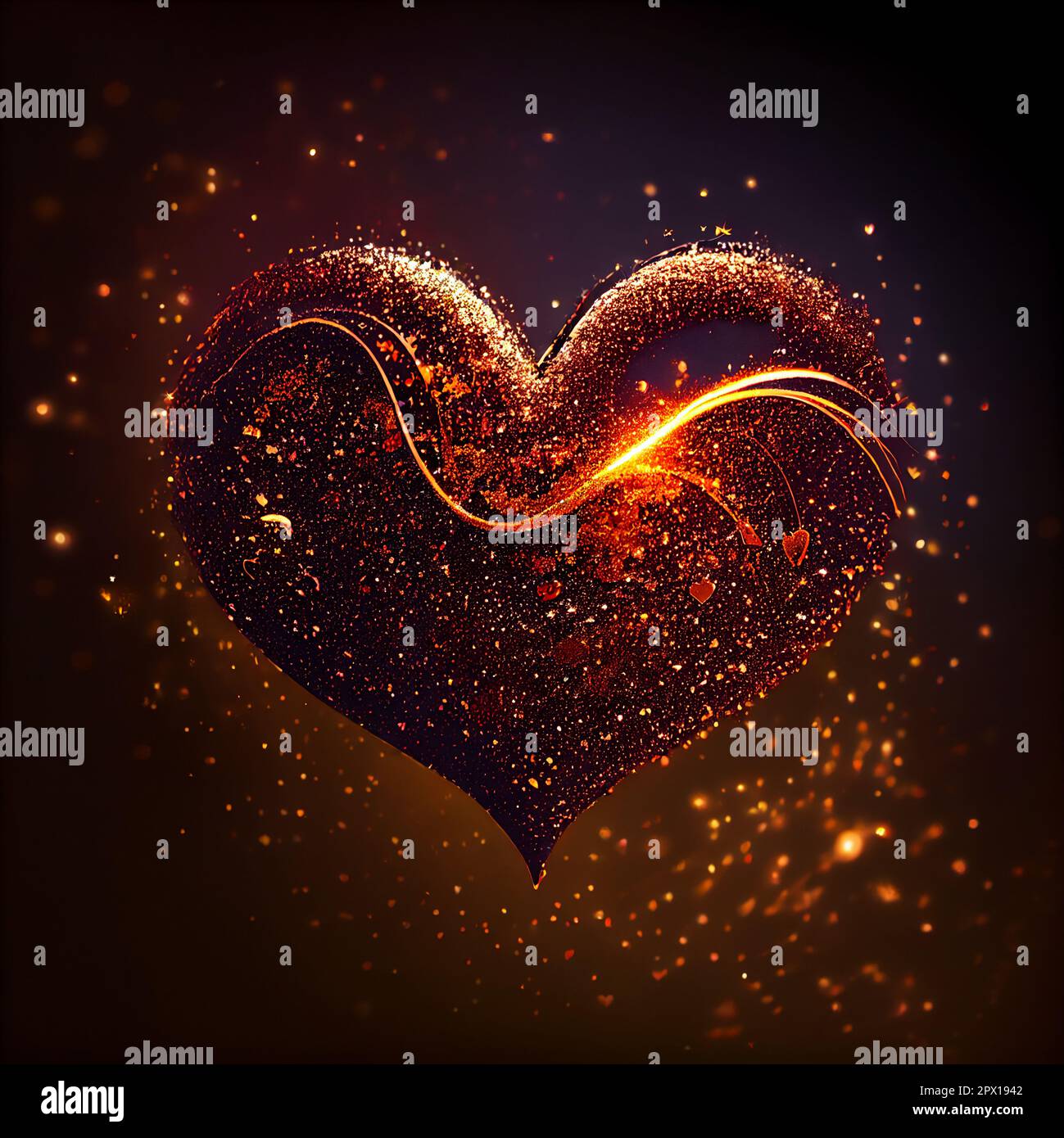 Glitter heart dissolving into pieces, 3D illustration art design Stock ...