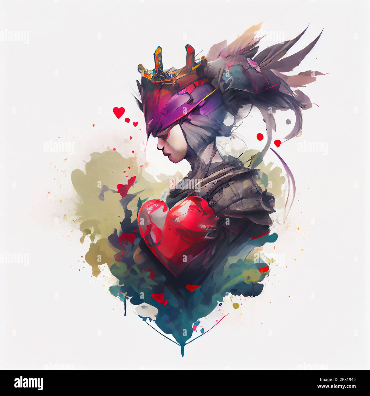 Warrior girl fanatsy digital art landscape illustration design Stock ...