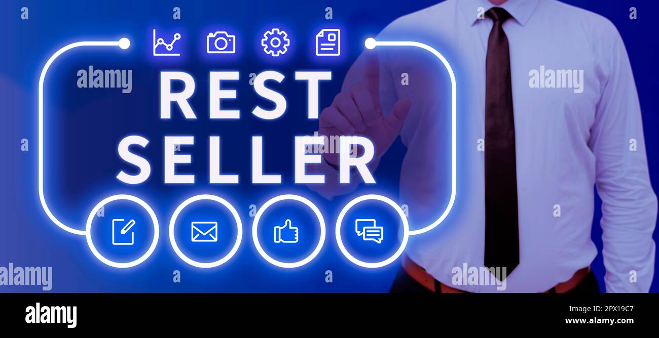 Sign displaying Rest Seller, Business concept one feature or the ...