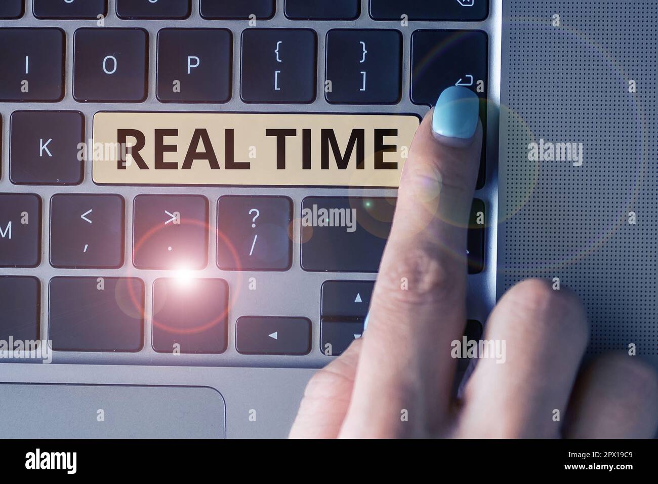 Handwriting text Real Time, Word for the actual time during which a ...