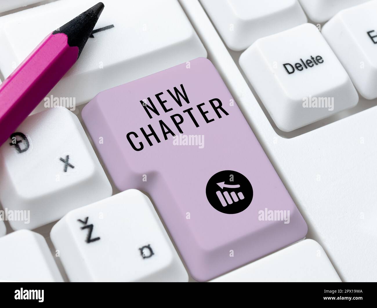 Hand writing sign New Chapter, Business idea advance by moving from ...