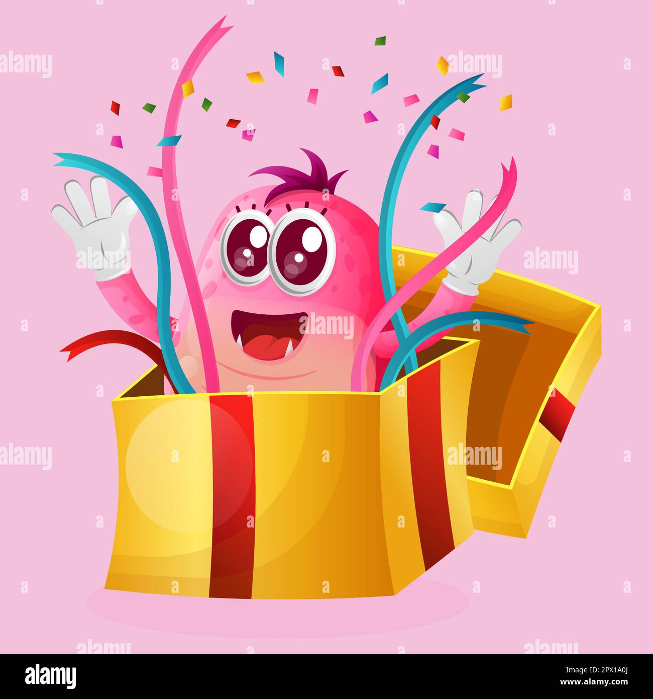 Cute pink monster that appeablue in the gift box, surprising. Perfect ...
