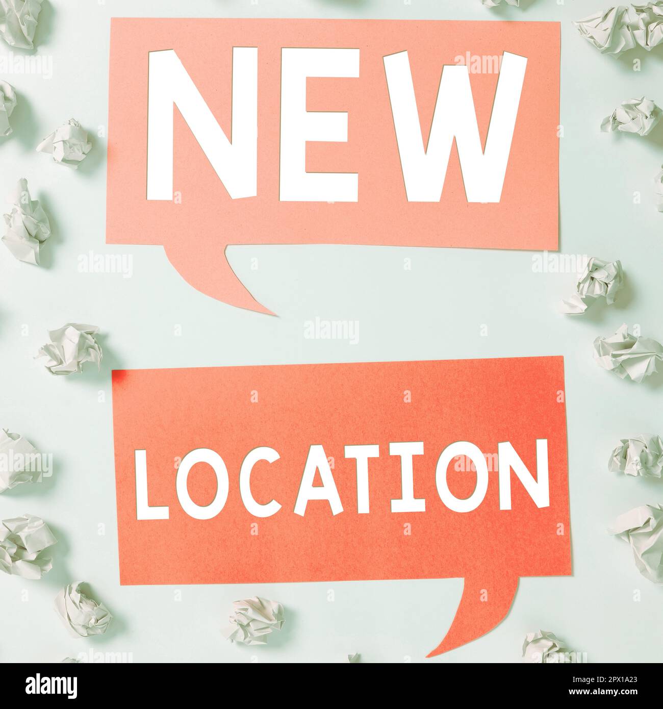 Text caption presenting New Location, Concept meaning Get located on a ...