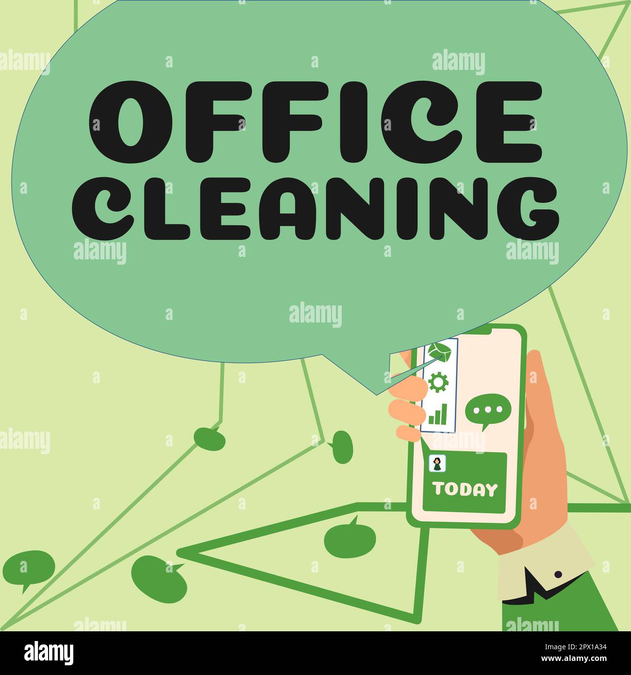 Hand writing sign Office Cleaning, Business overview the action or ...