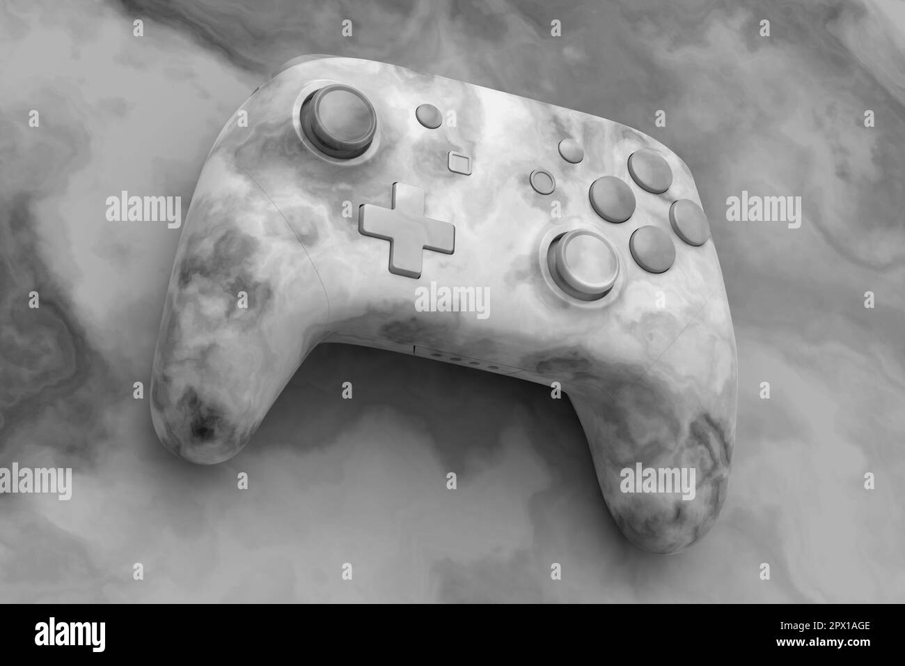 Realistic video game joystick with black marble texture on black ...