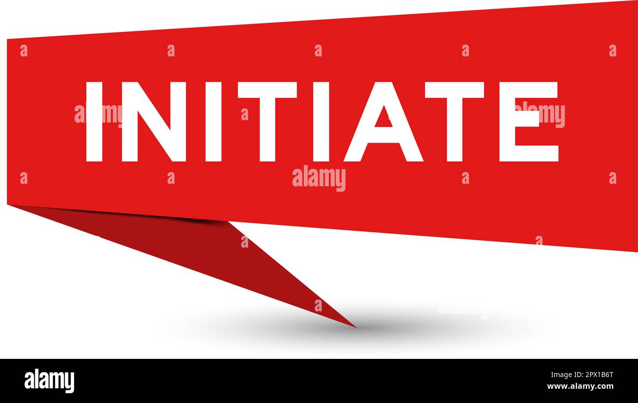 Red color speech banner with word initiate on white background Stock ...