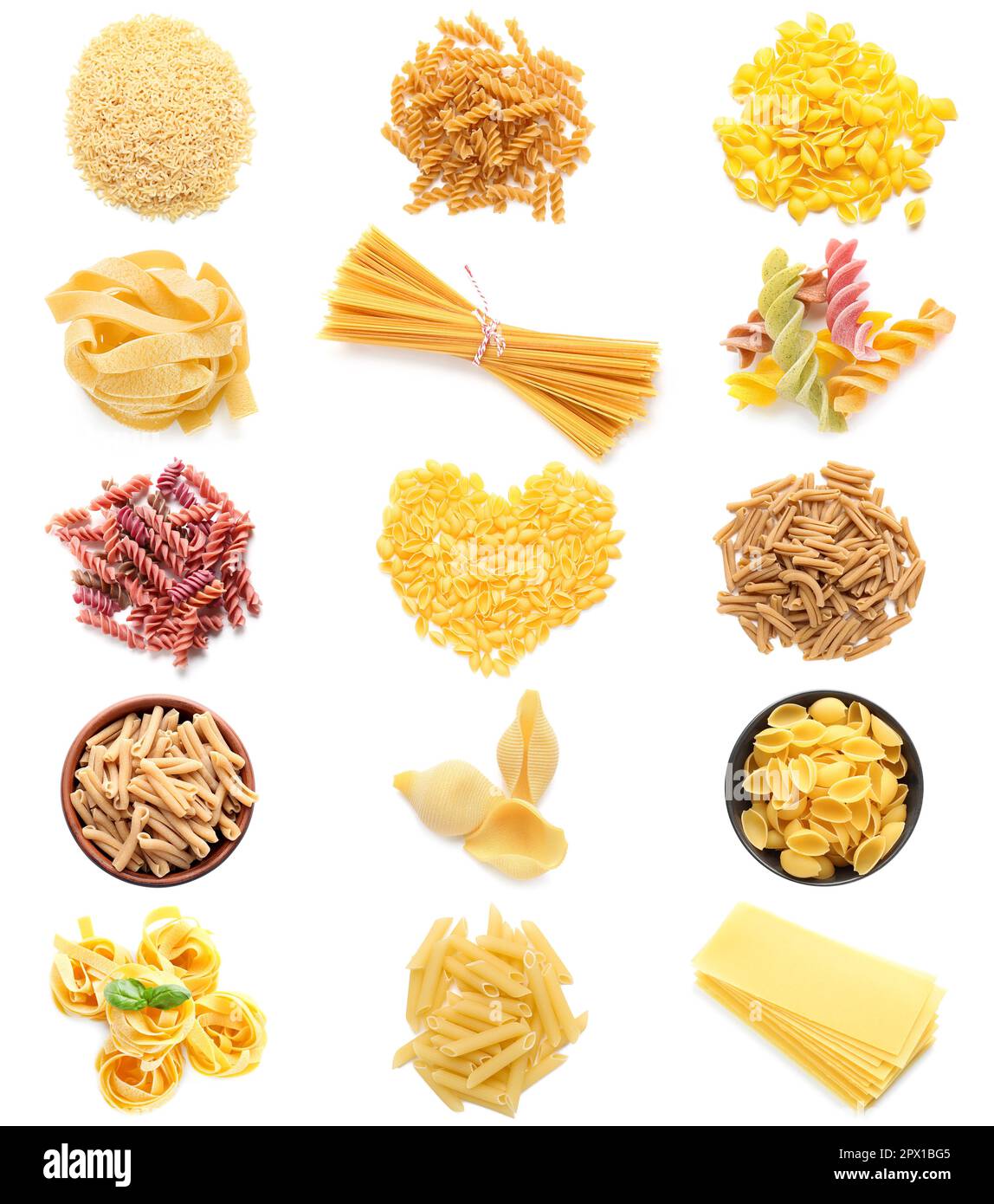 Set of dry Italian pasta on white background Stock Photo - Alamy