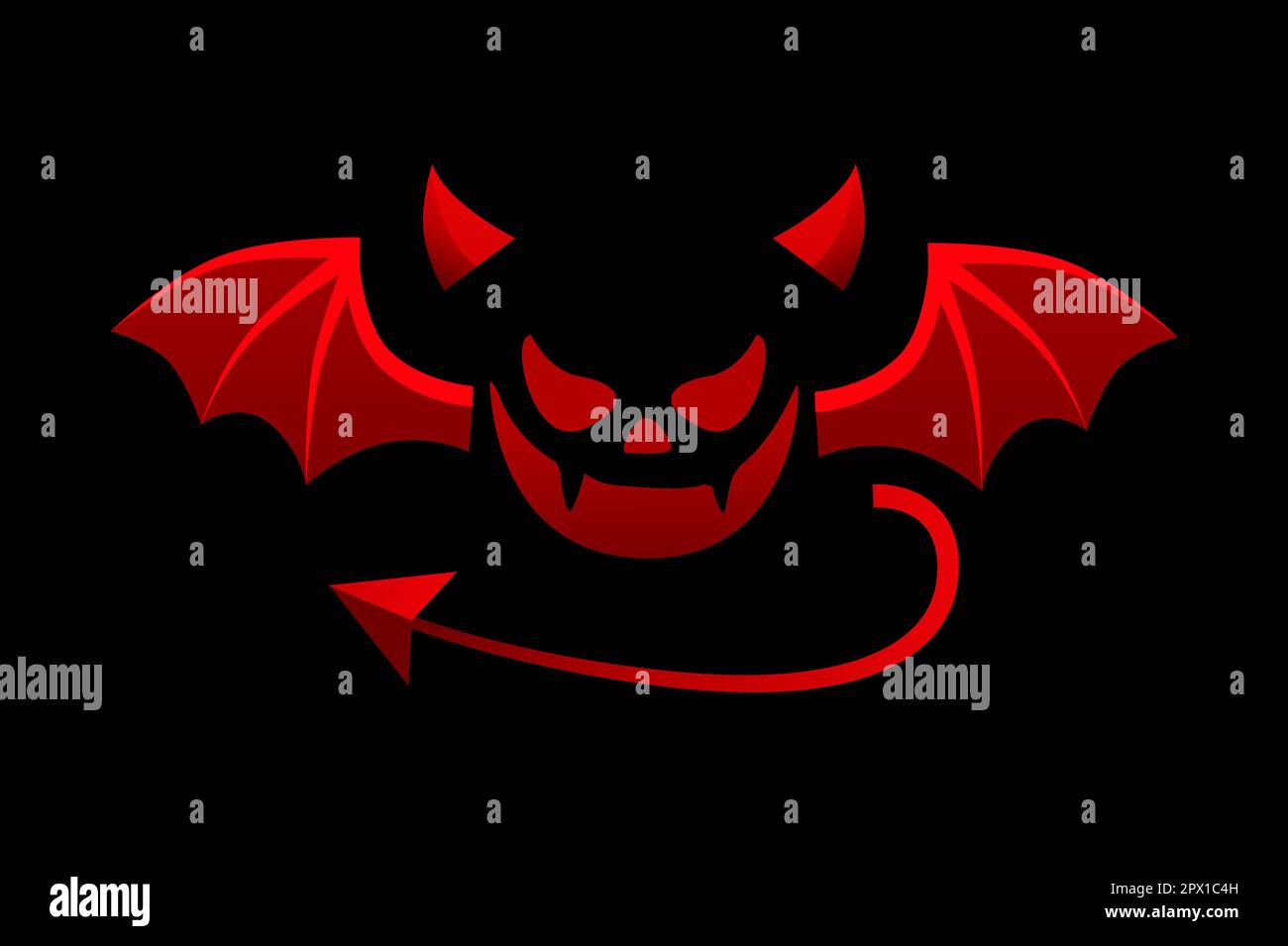 Devil tail, horns and wings. Demonic red elements for the photo ...