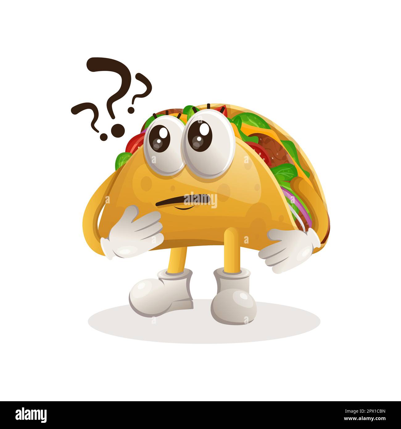 Cute taco asking questions. Perfect for food store, small business or e ...