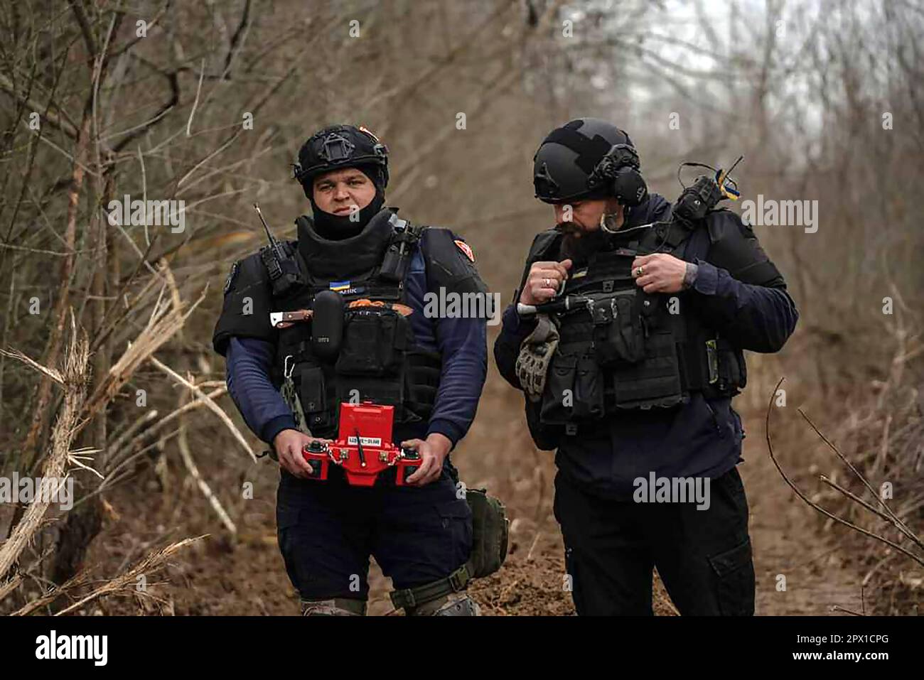 Kherson, Ukraine. 01st May, 2023. Members of State Emergency Service of ...