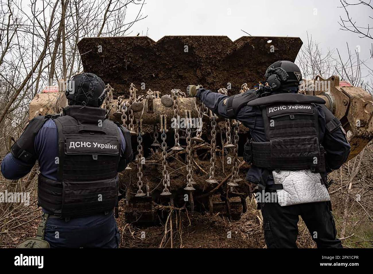 Kherson, Ukraine. 01st May, 2023. Members of State Emergency Service of ...