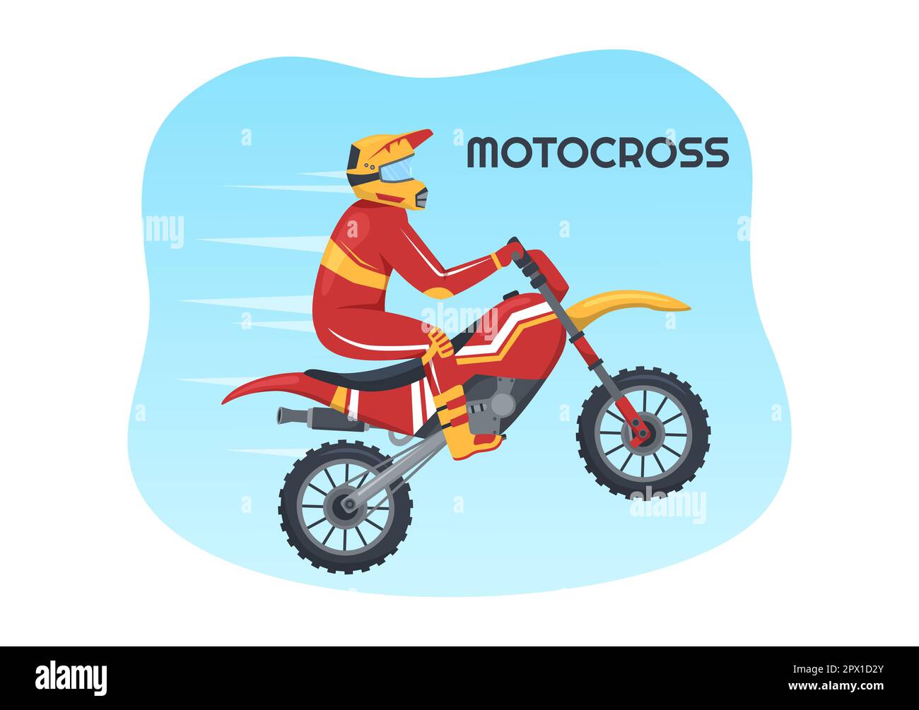 Motocross Illustration with a Rider Riding a Bike Through Mud, Rocky ...