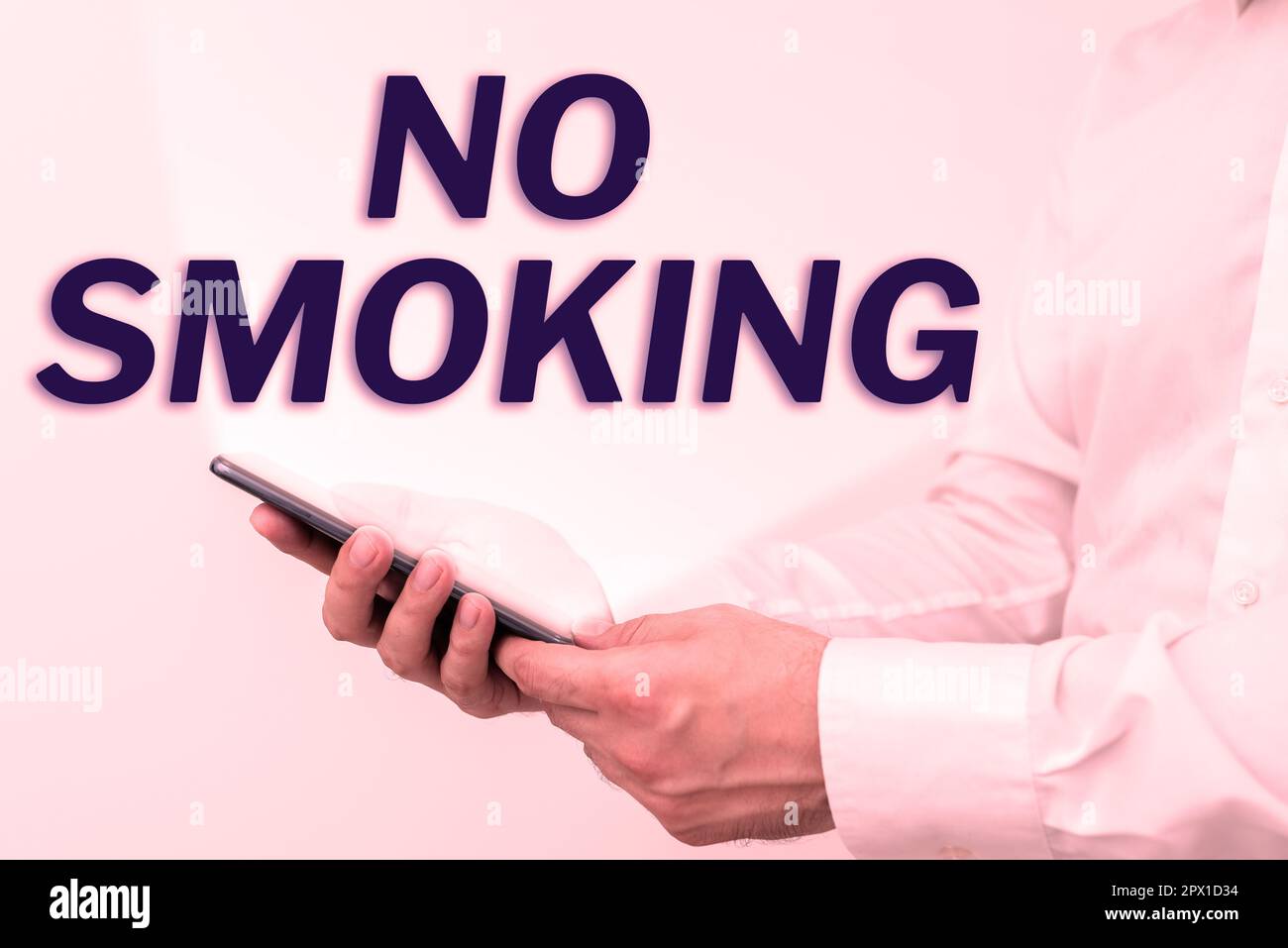 Hand writing sign No Smoking, Word for using tobacco is forbiden in ...