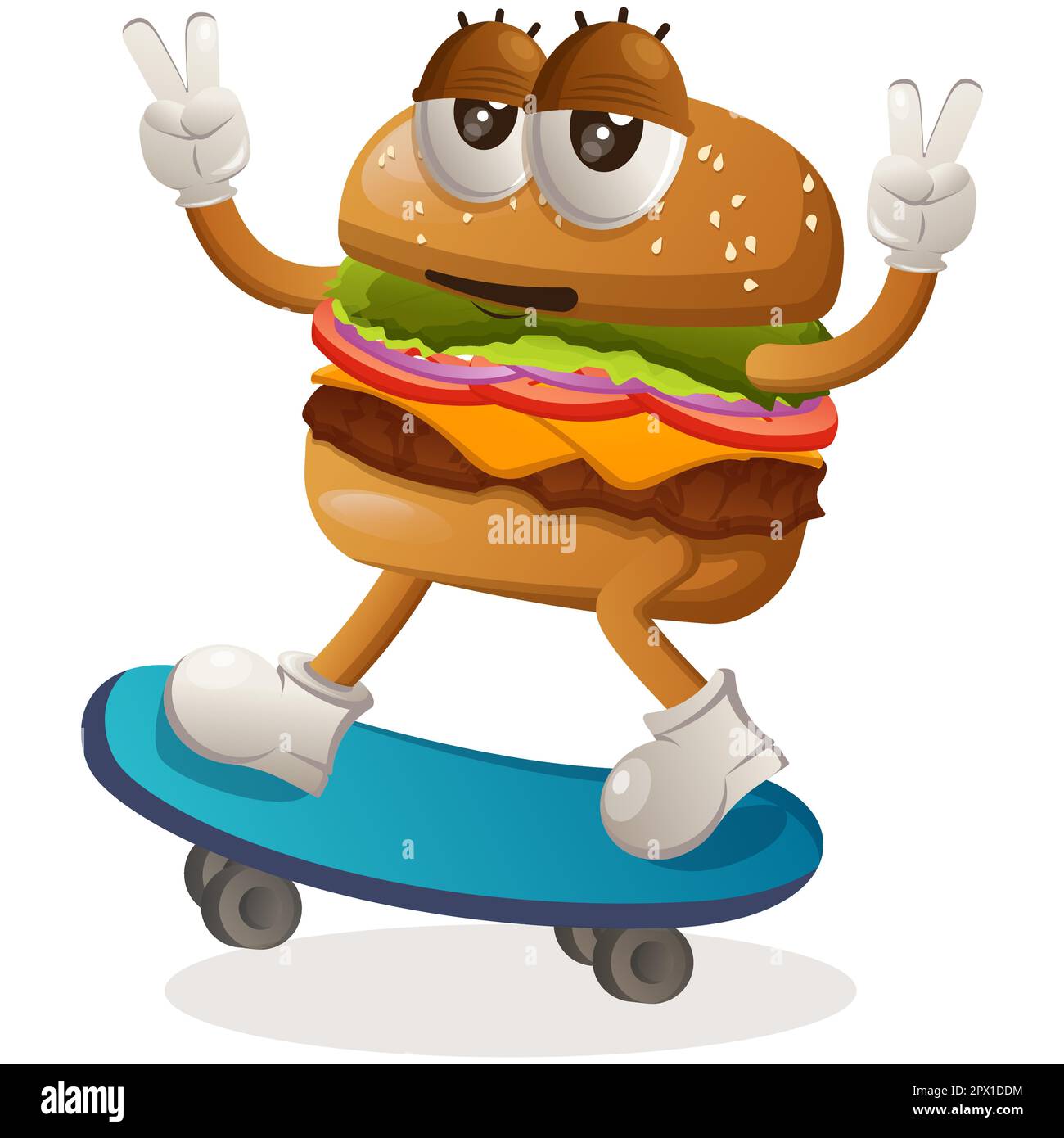 Cute burger mascot design playing skateboard, skateboarding. Burger ...
