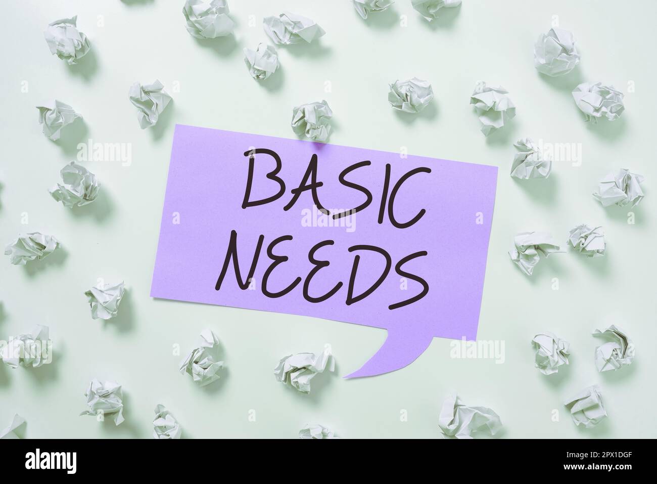 Text caption presenting Basic Needs, Word Written on something that you ...
