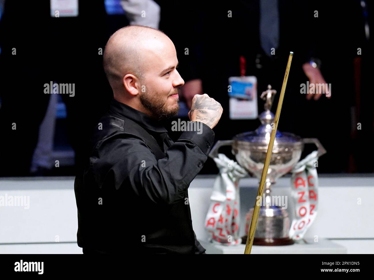 Luca Brecel reacts after beating Mark Selby to win the final on day ...