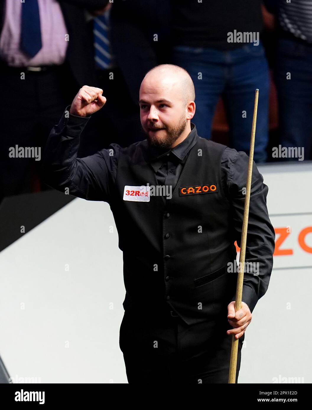 Luca Brecel reacts after beating Mark Selby to win the final on day ...
