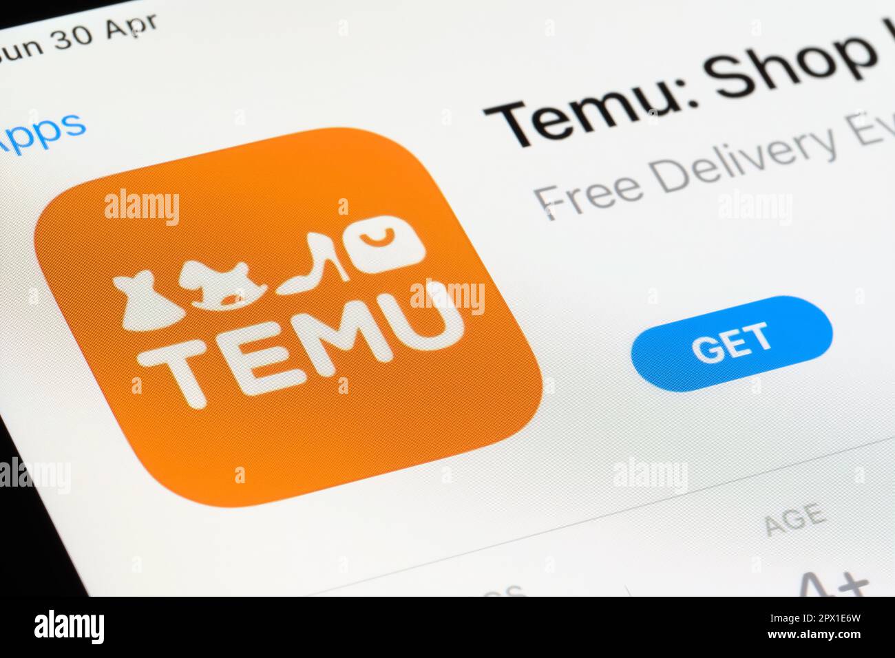 TEMU app seen on the ipad screen. Temu shop app is a new shopping platform. Fast growing Chinese ...