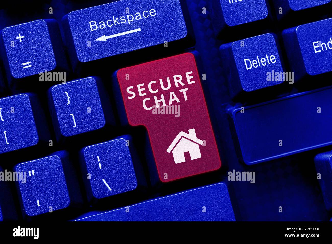 Text caption presenting Secure Chat, Business overview approach to protect messages when sent ...