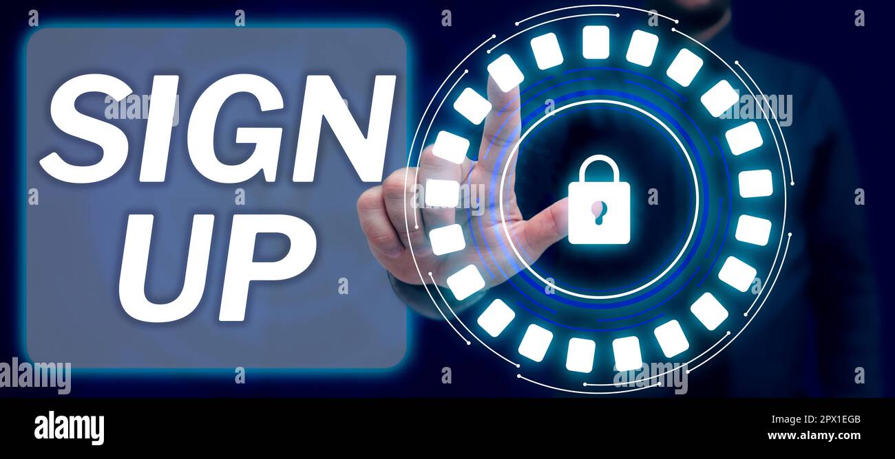 Handwriting text Sign Up, Word for use your information to register in ...