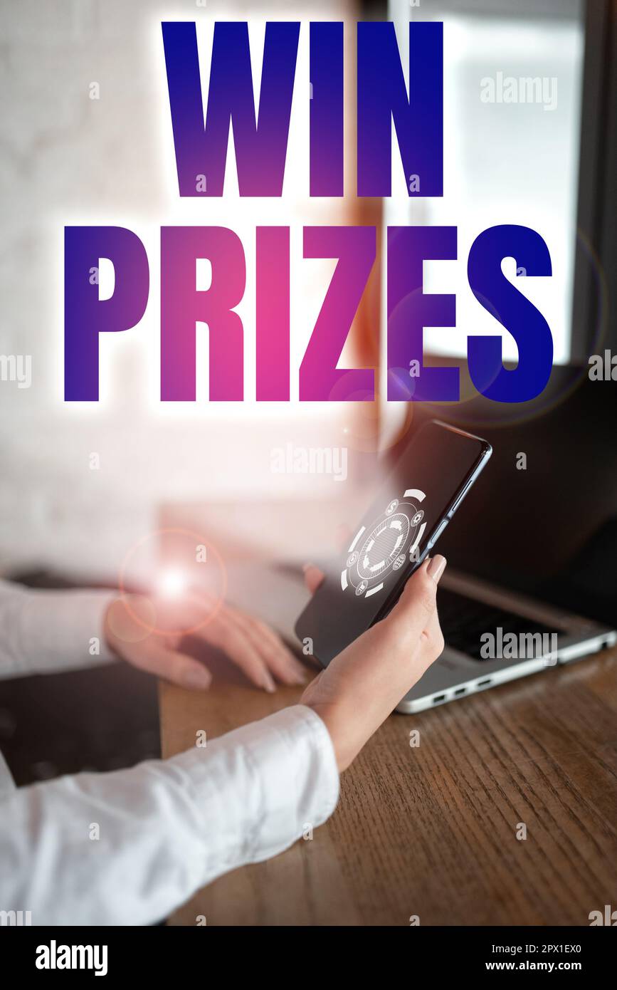 Inspiration showing sign Win Prizes, Internet Concept something given ...
