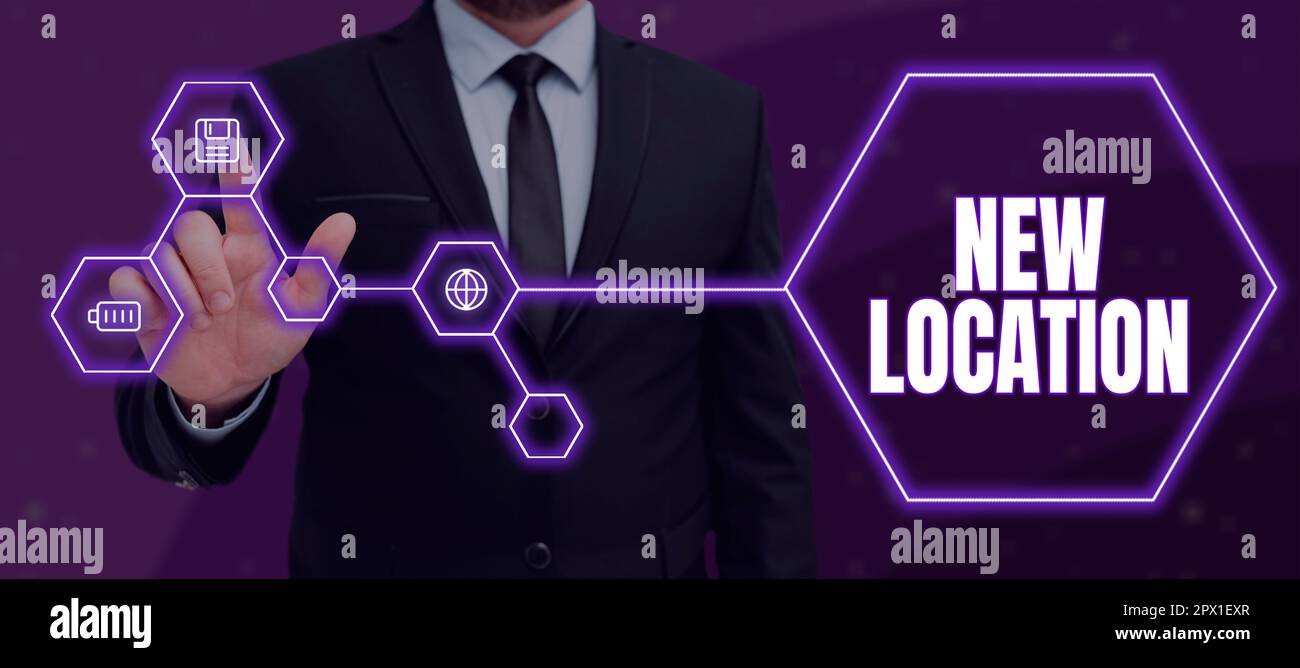 Conceptual caption New Location, Business overview Get located on a new ...