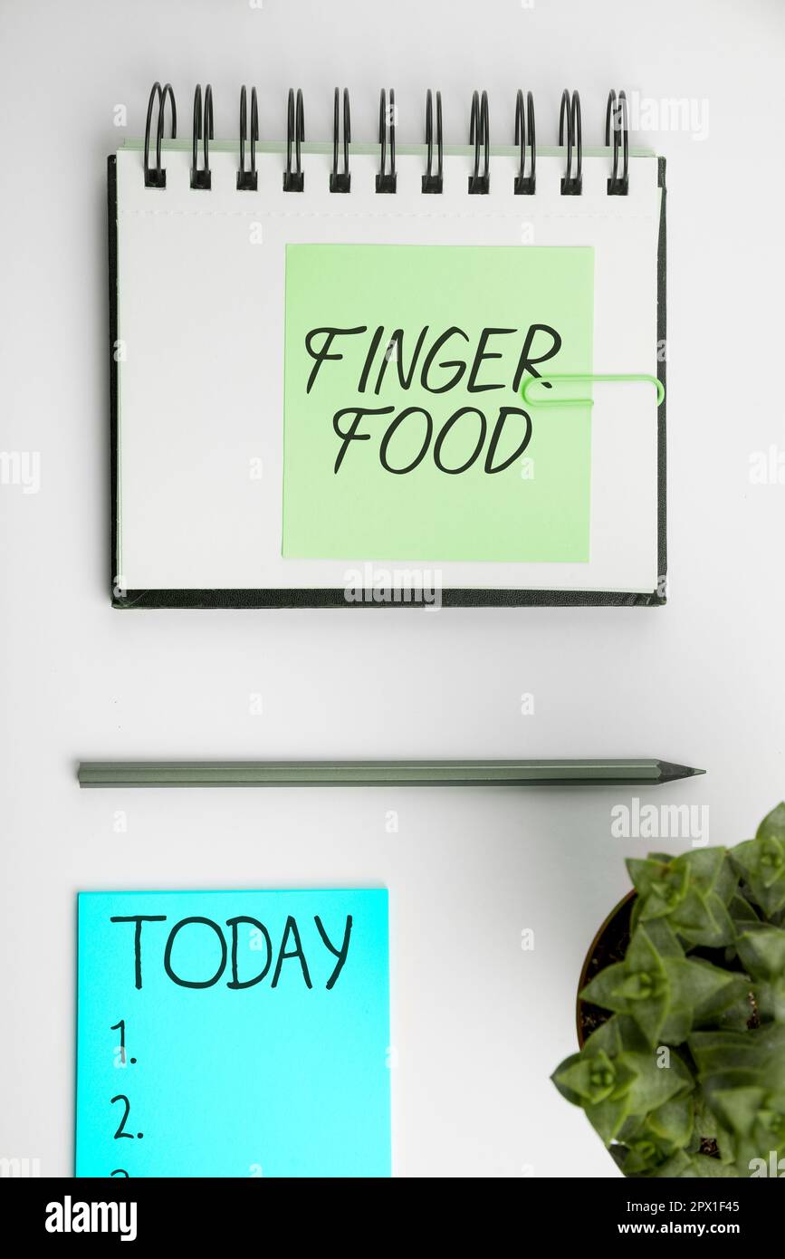 Writing displaying text Finger Food, Business idea products and ...
