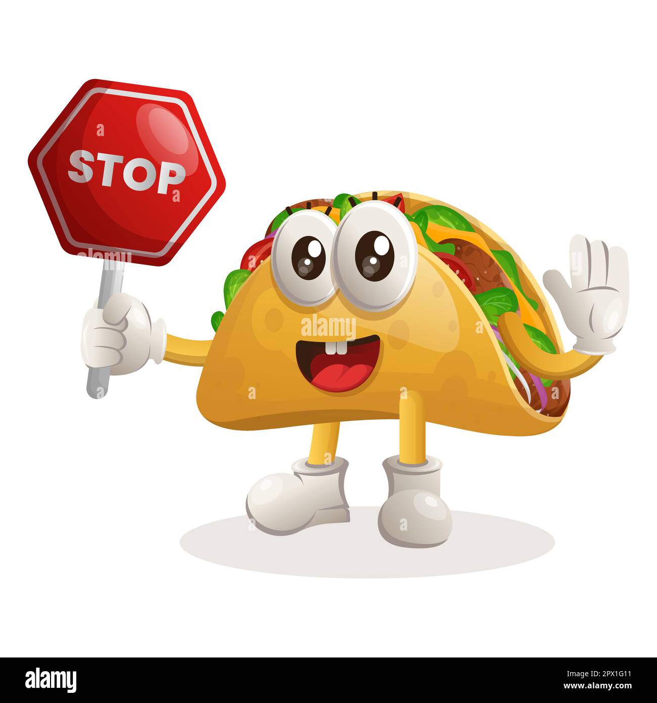 Cute taco mascot holding stop sign, street sign, road sign. Perfect for ...