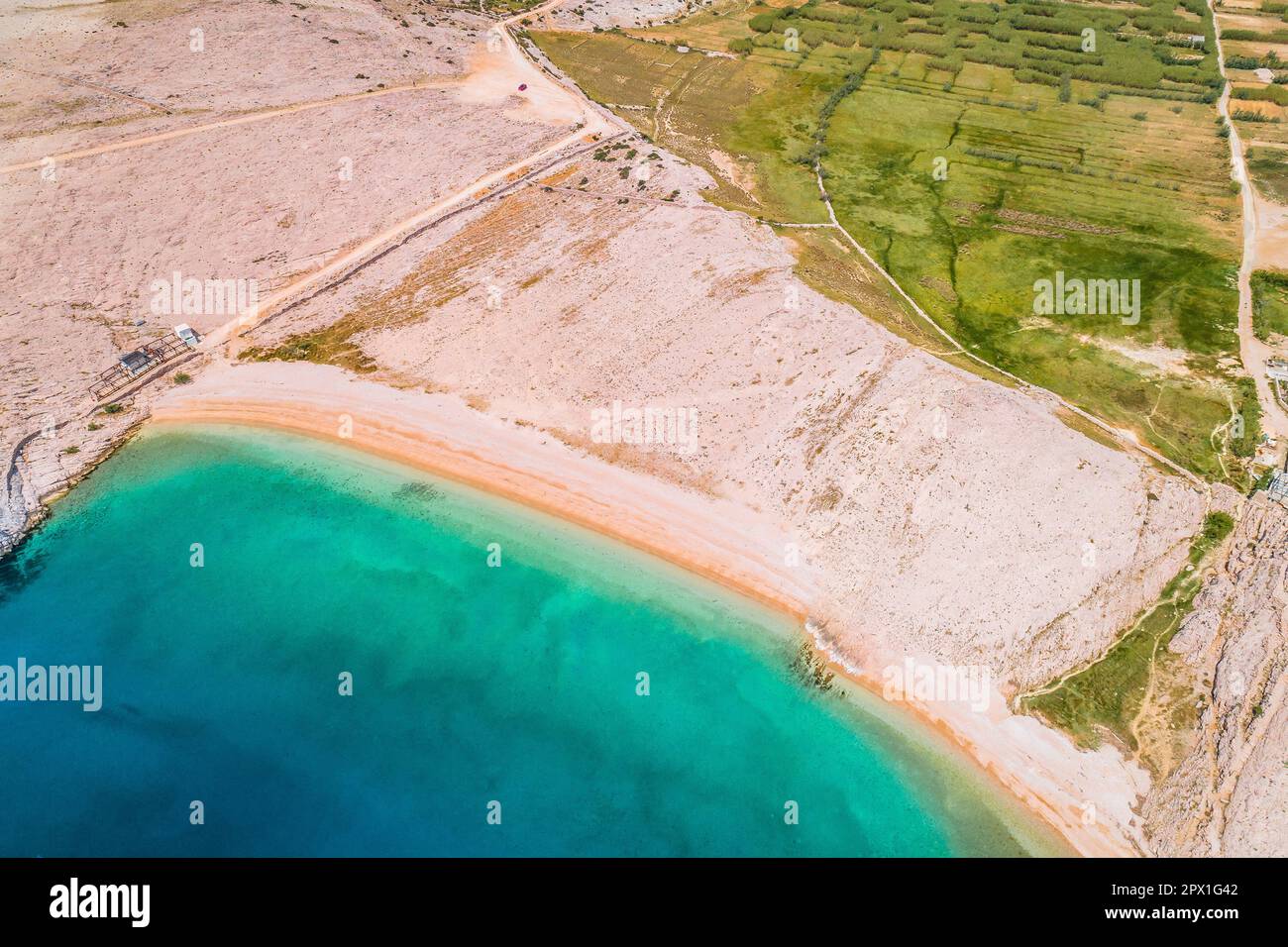 Metajna, island of Pag. Famous Rucica beach in stone desert amazing ...