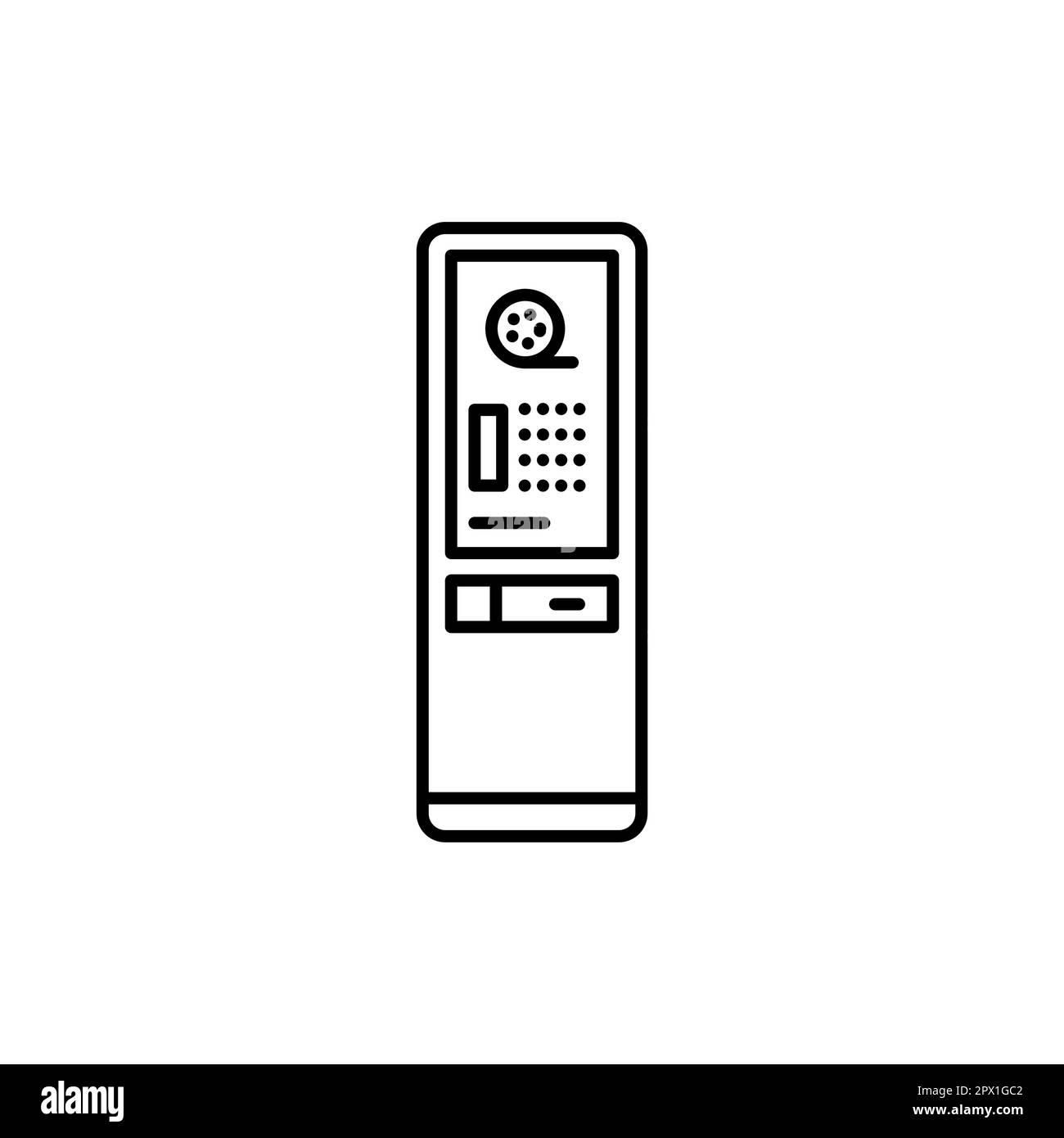 Self-service cinema ticket machine black line icon. Pictogram for web ...