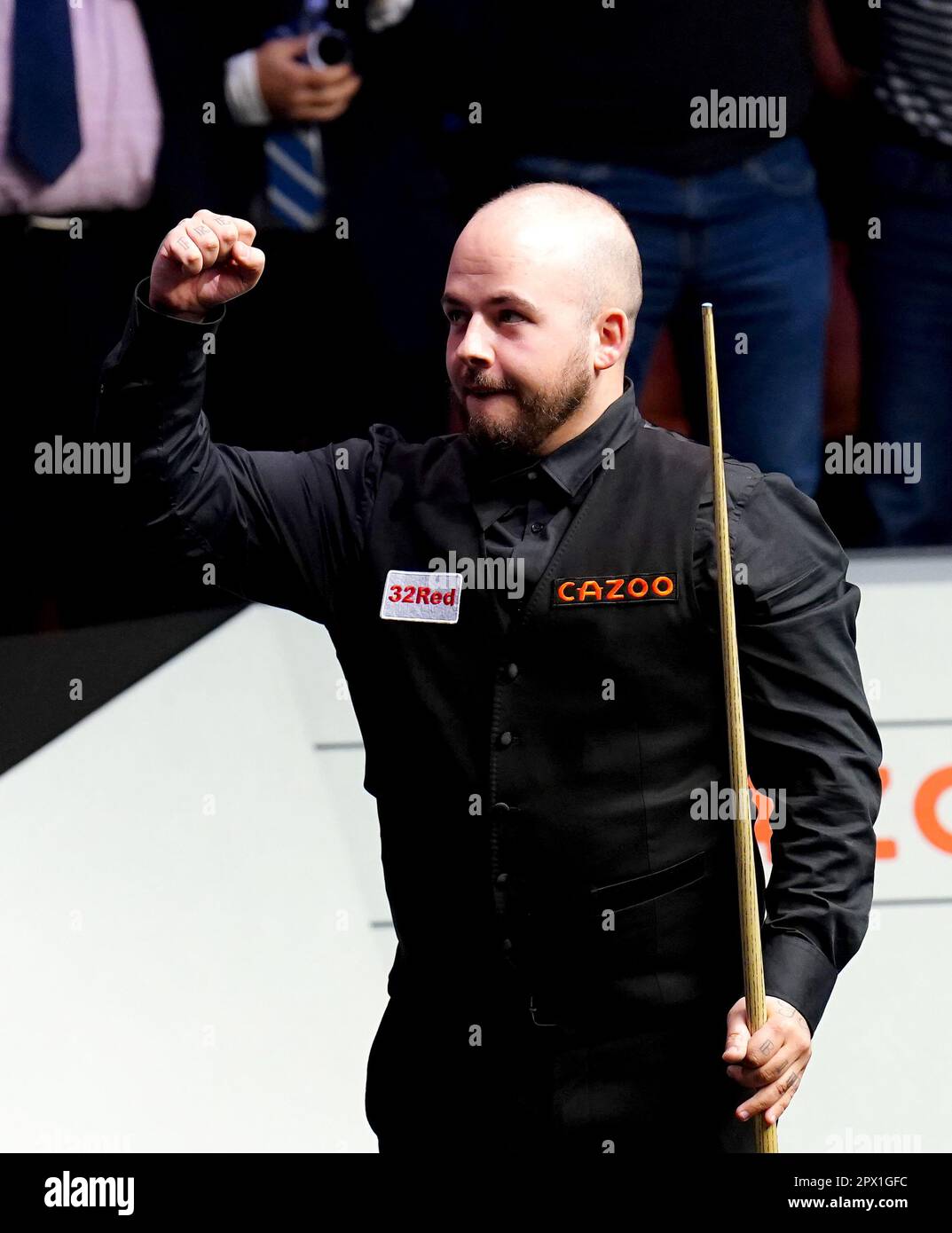 Luca Brecel reacts after beating Mark Selby to win the final on day ...