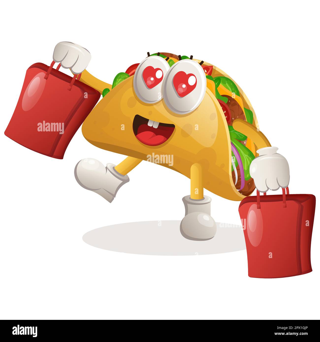 Cute taco mascot happy shopping. Perfect for food store, small business ...