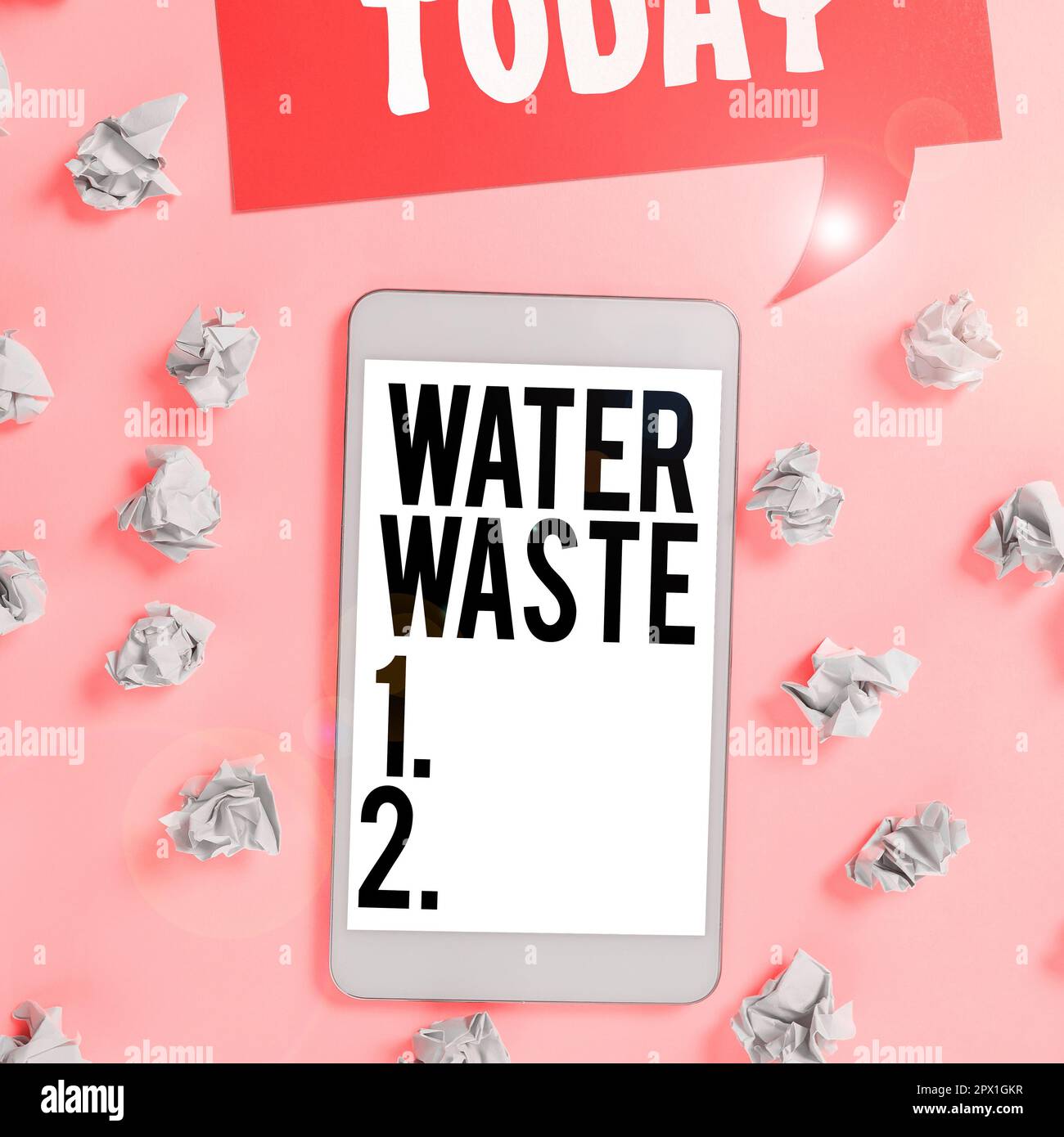 Hand writing sign Water Waste, Word Written on liquid that has been ...