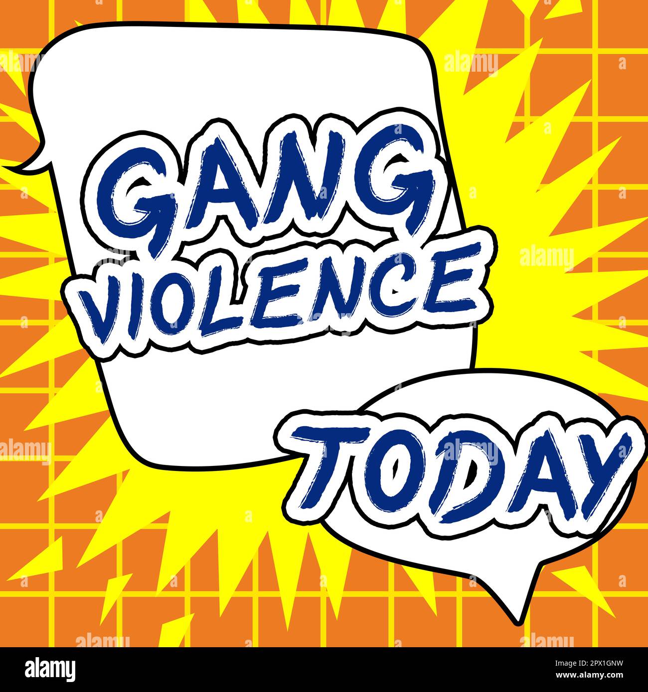 Text caption presenting Gang Violence, Word Written on infringement of ...